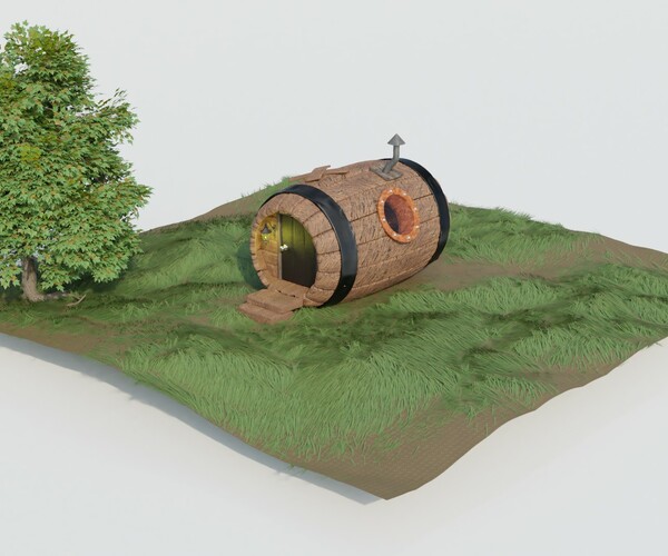 ArtStation - fantasy barrel home | Game Assets