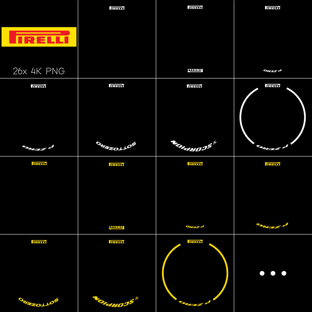 ArtStation - 26x Pirelli tire sidewall 4K PNG decals | Game Assets