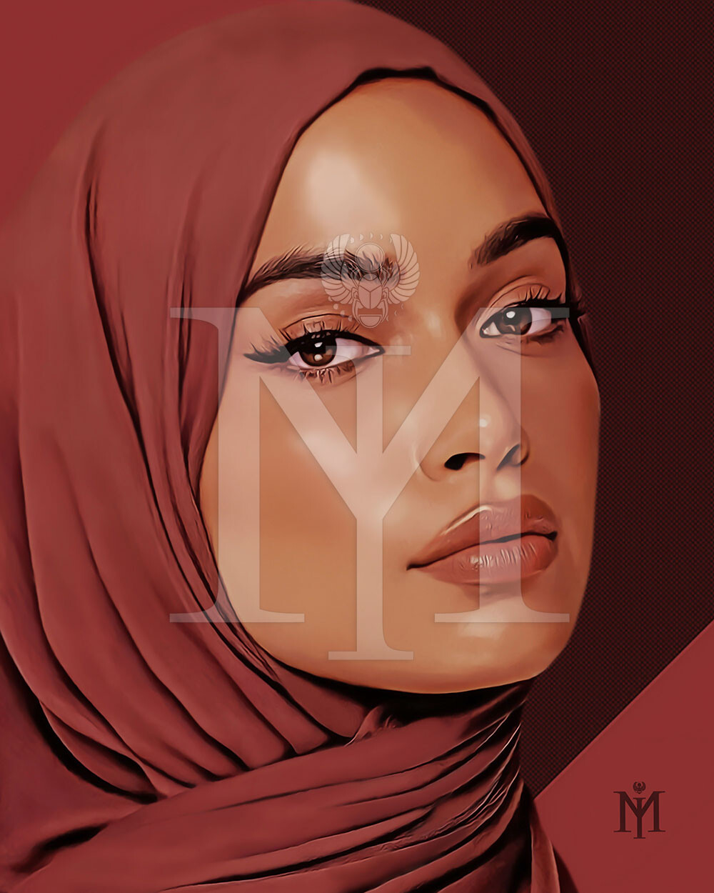 ArtStation - Hijab Beautiful Woman Digital Portrait | Artworks