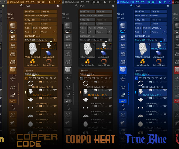 Artstation Zbrush Ui Colors Ii User Interface Colors Brushes