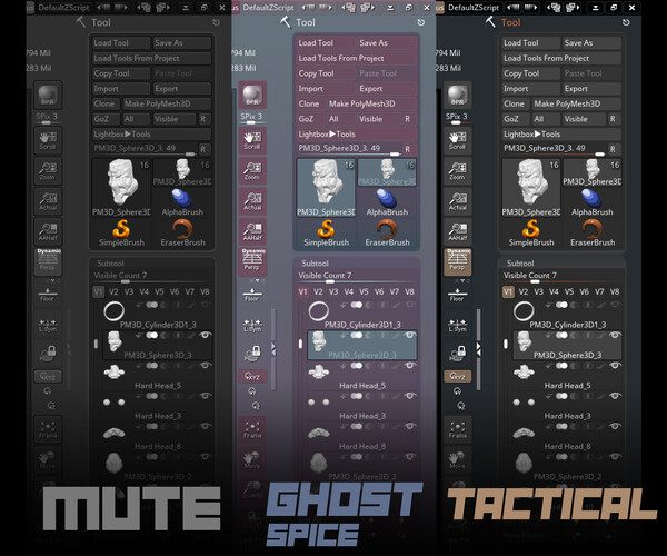 Artstation Zbrush Ui Colors Ii User Interface Colors Brushes