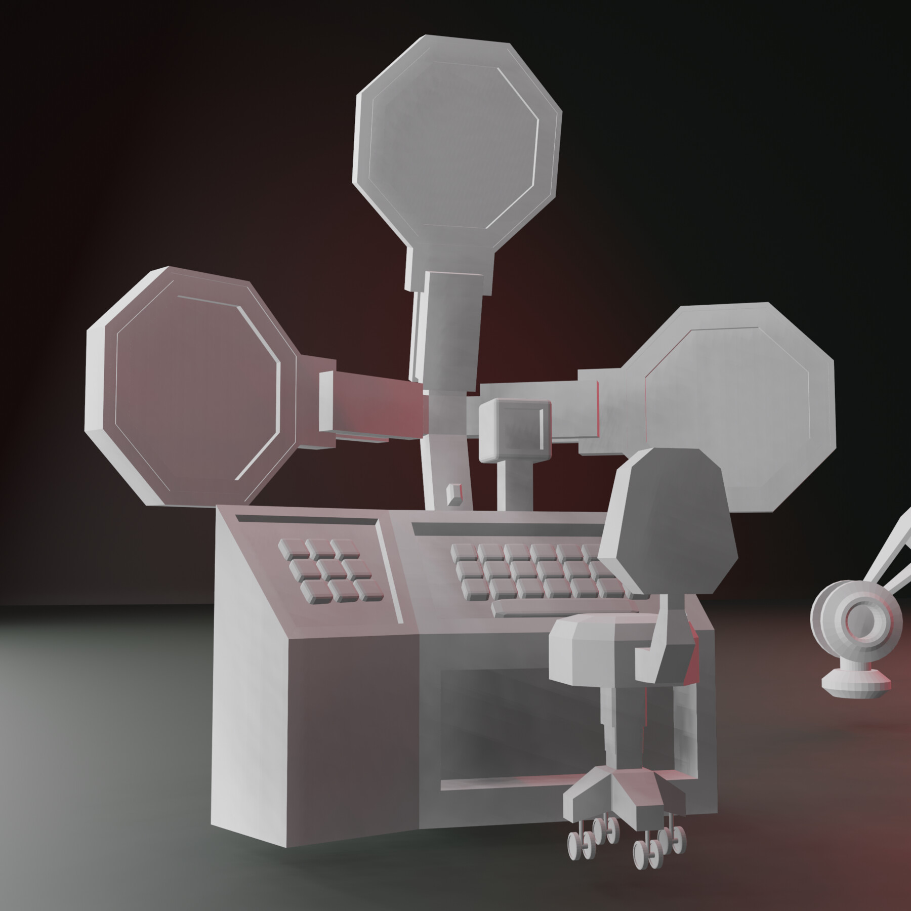 ArtStation - Low Poly sci-fi RoboTank & Computer base mesh | Game Assets