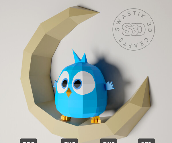 ArtStation - PDF Template of Baby Bird On Moon / Hatchling / Papercraft ...