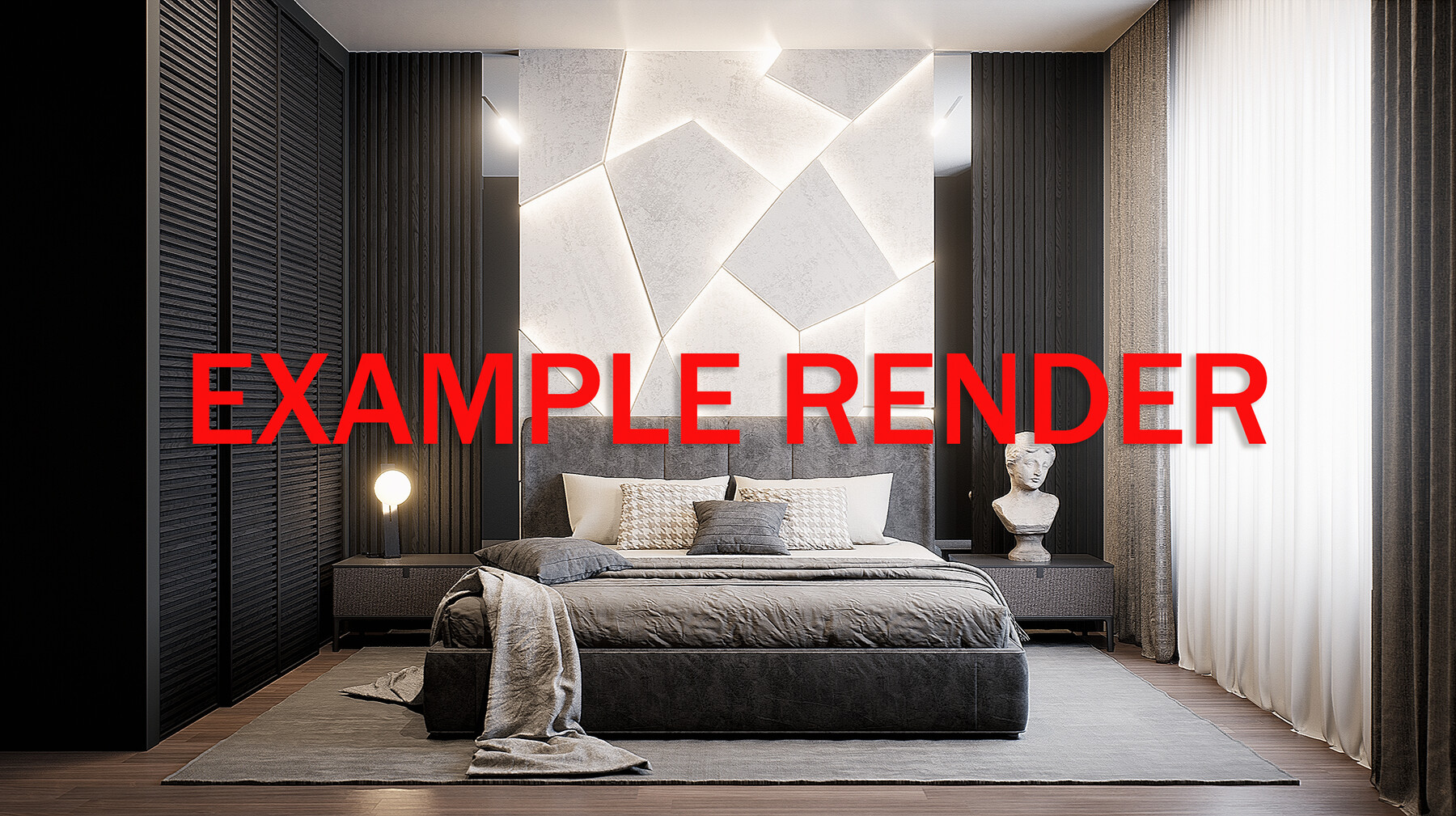 ArtStation - Unreal Engine | Archviz Bedroom Render Template | Dark ...