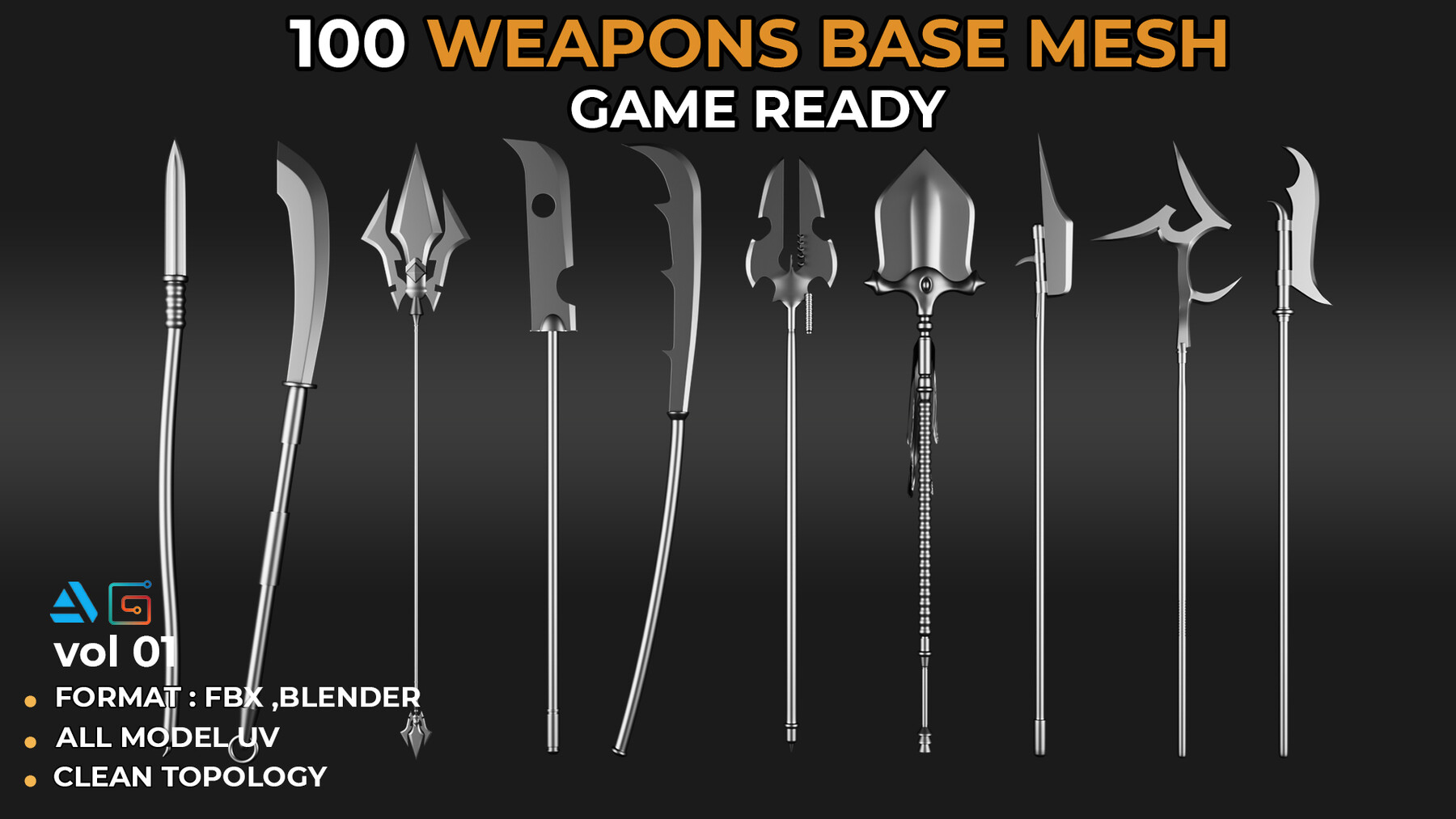 ArtStation - 100 WEAPONS BASE MESH | Game Assets