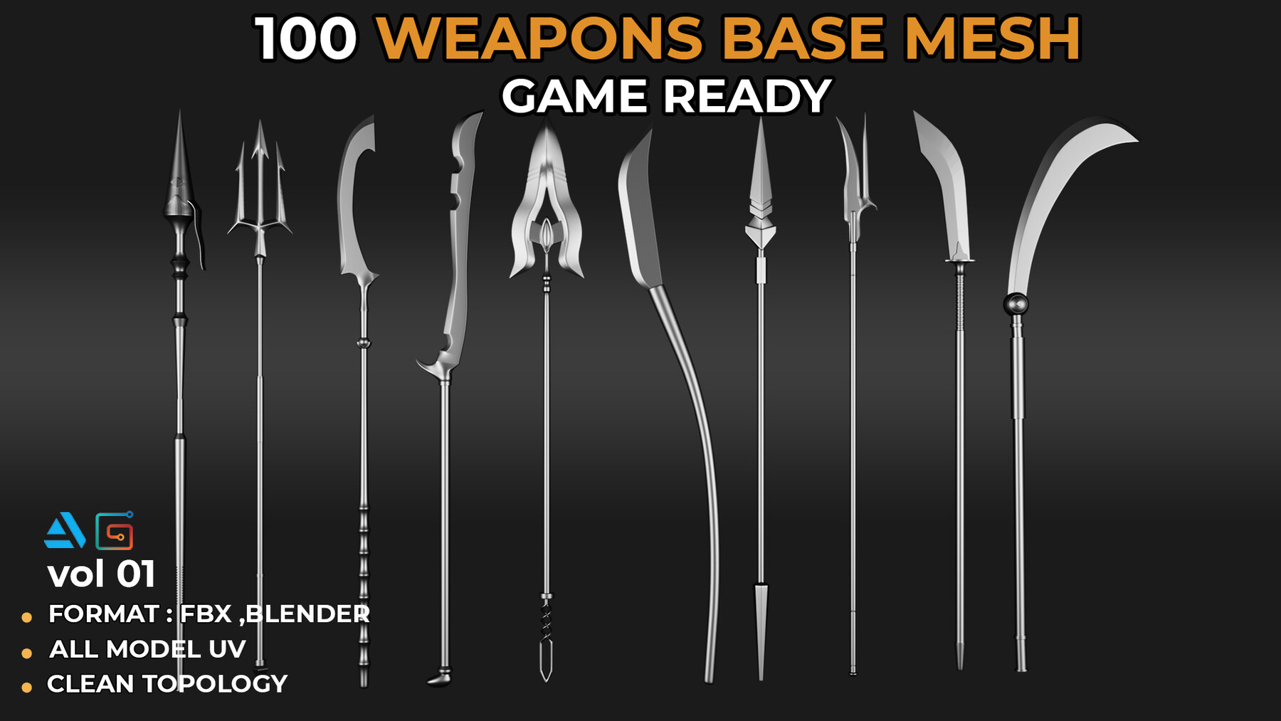 ArtStation - 100 WEAPONS BASE MESH | Game Assets