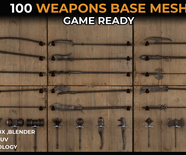 ArtStation - 100 WEAPONS BASE MESH | Game Assets