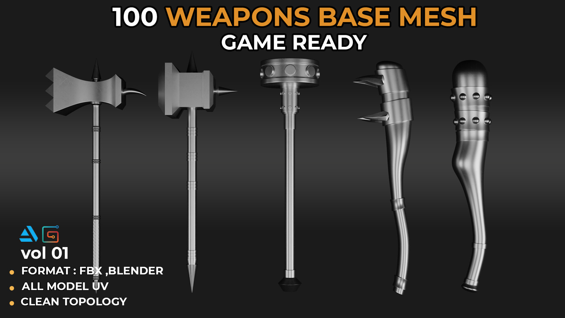 ArtStation - 100 WEAPONS BASE MESH | Game Assets