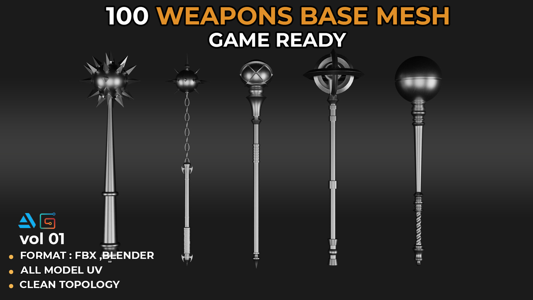 ArtStation - 100 WEAPONS BASE MESH | Game Assets