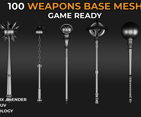 ArtStation - 100 WEAPONS BASE MESH | Game Assets