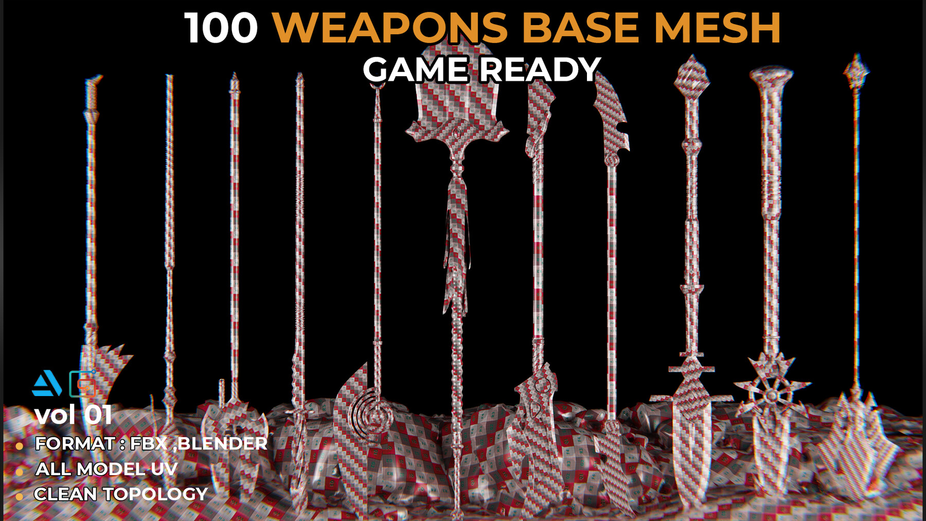 ArtStation - 100 WEAPONS BASE MESH | Game Assets