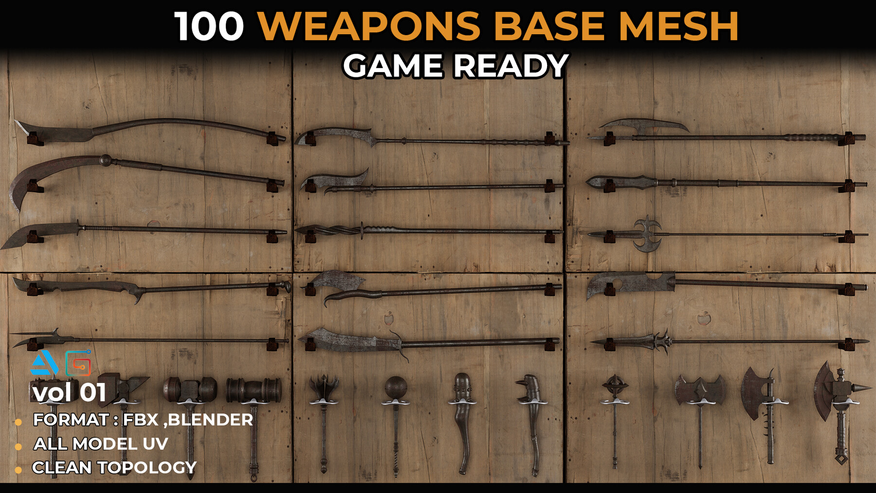 ArtStation - 100 WEAPONS BASE MESH | Game Assets