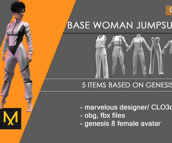 ArtStation - base woman jumpsuits pack. one by one | Game Assets