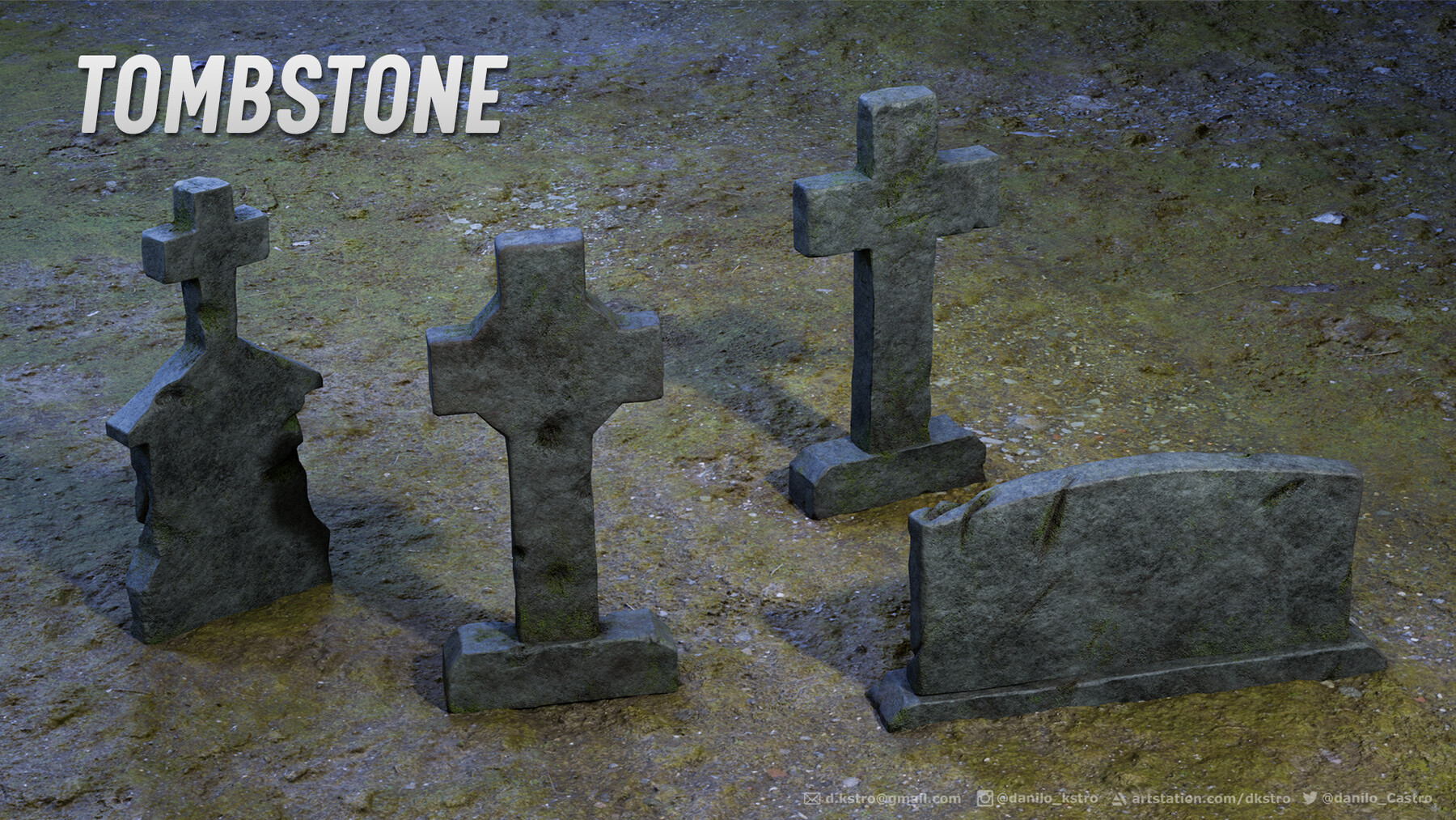 ArtStation - Tombstone | 3D model | Game Ready | Game Assets