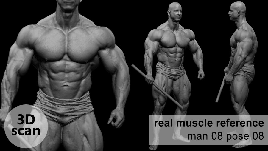 ArtStation - 3D scan real extreme muscleanatomy Man08 pose 08 | Resources