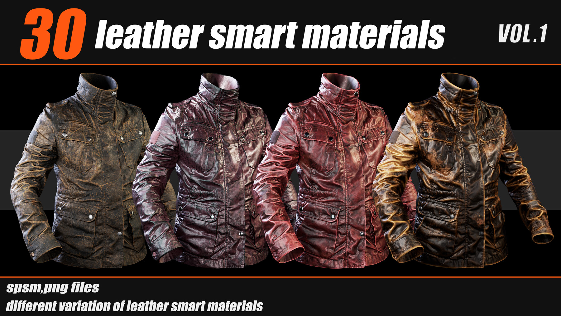 ArtStation - 30 High Quality Leather Smart Materials_VOL01 | Game Assets
