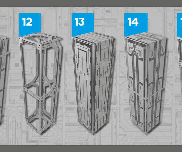 ArtStation - SCI-FI 3D Columns | Resources