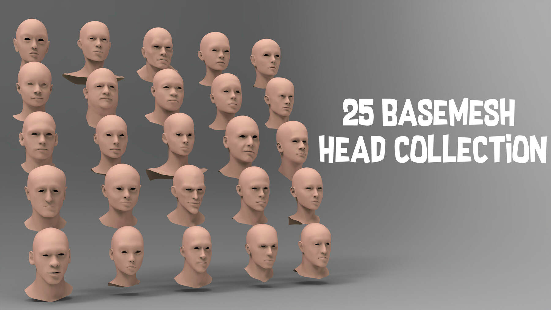 ArtStation - 25 Basemesh head collection | Resources