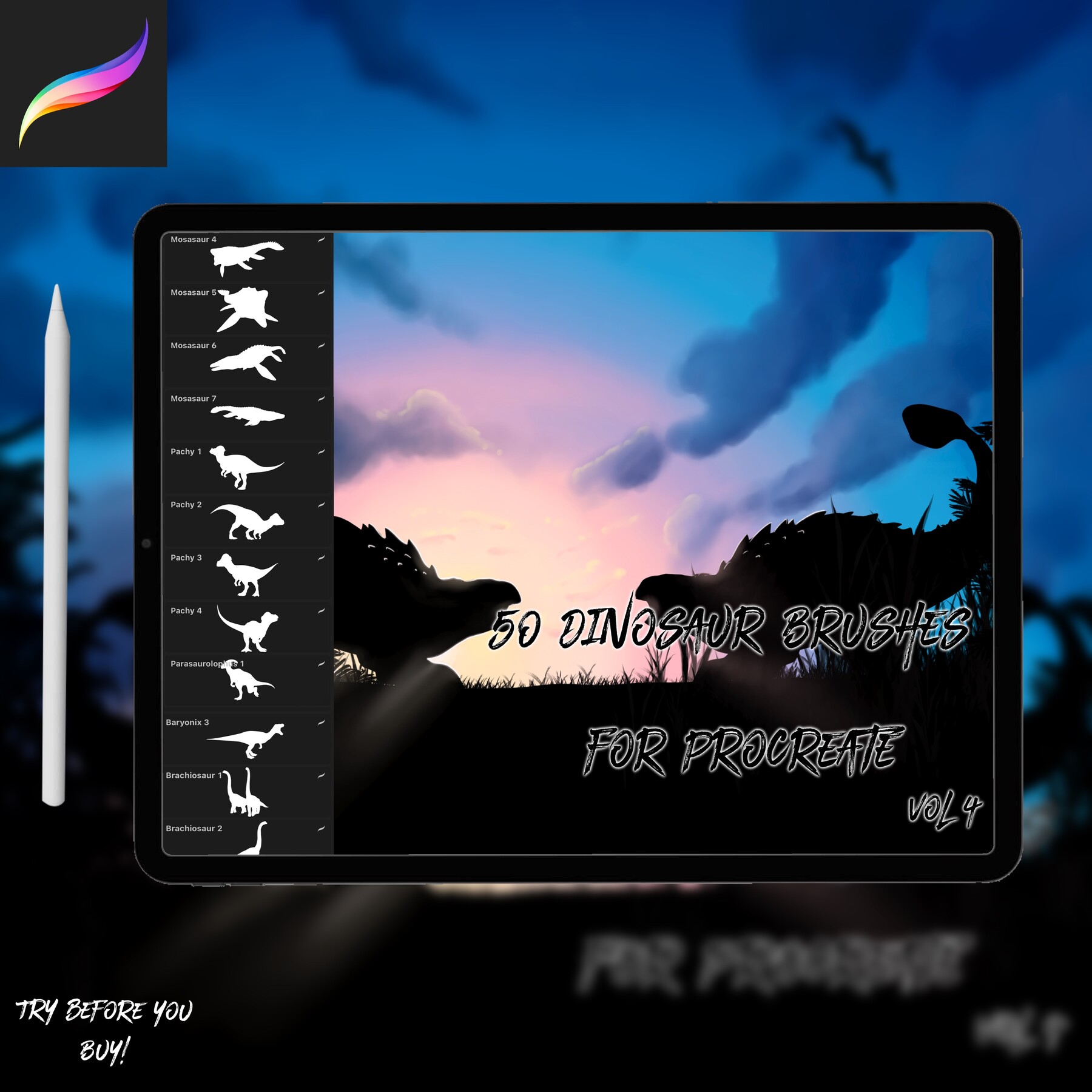 ArtStation - 50 Dinosaur Brushes for Procreate Vol 4 | Brushes