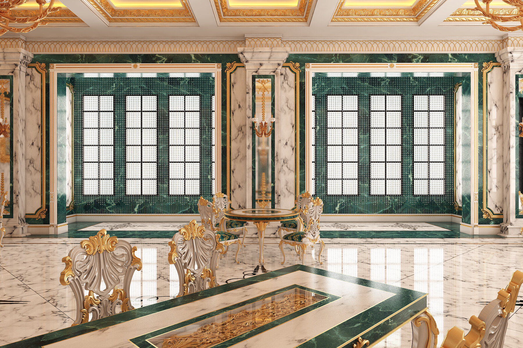 ArtStation - Classic Restaurant İnterior Design Green | Resources