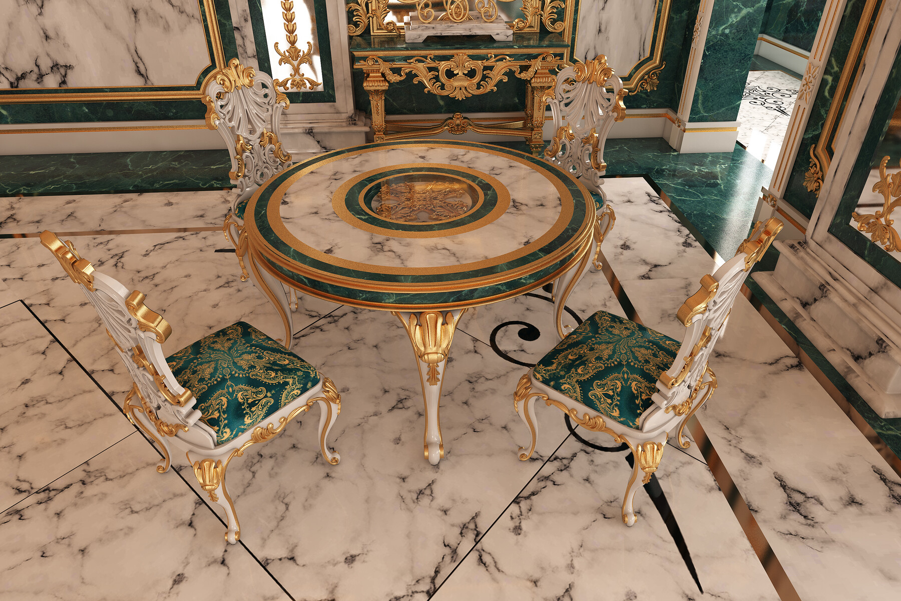 ArtStation - Classic Restaurant İnterior Design Green | Resources