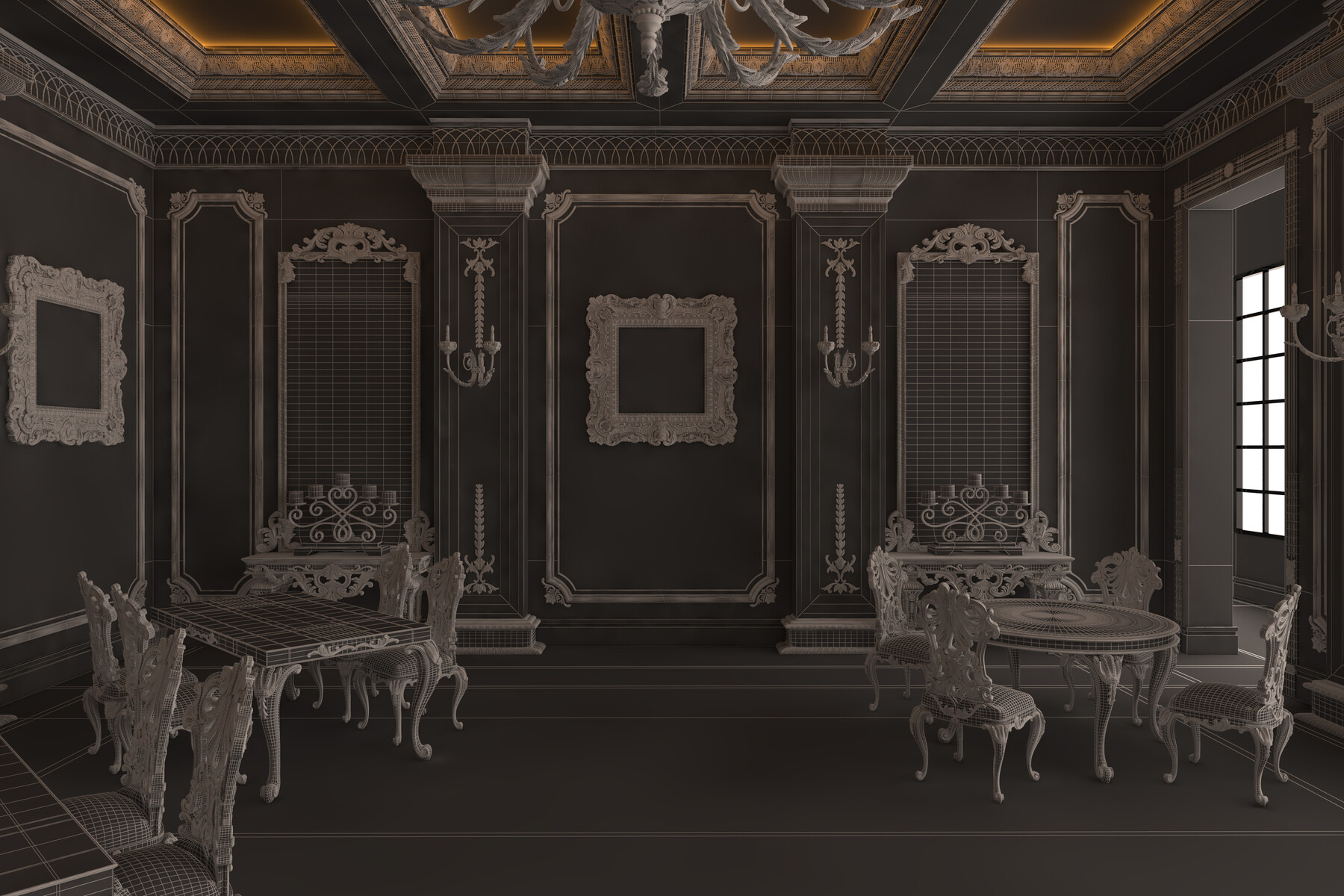 ArtStation - Classic Restaurant İnterior Design Green | Resources