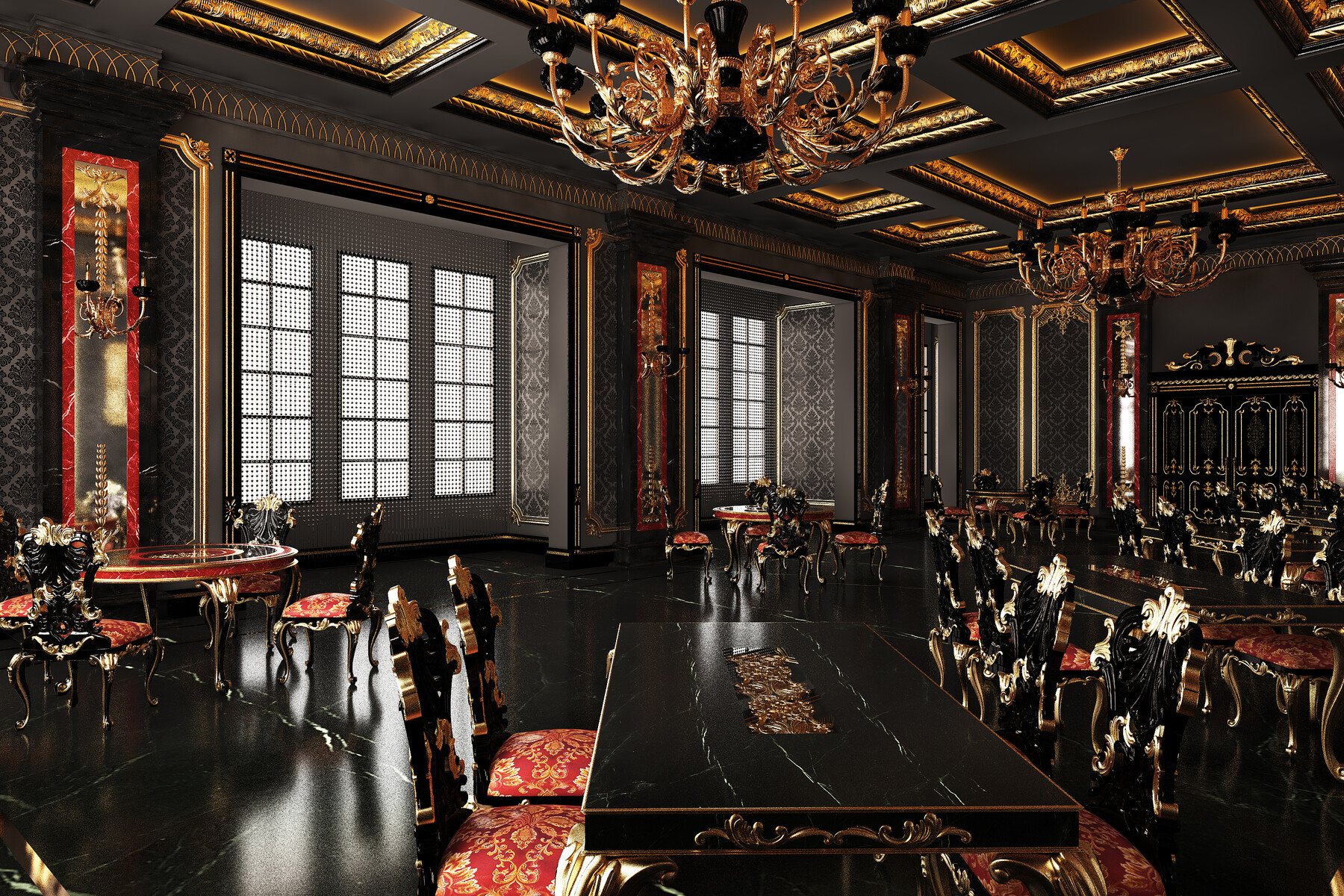 ArtStation - Classic Restaurant Interior Design Black | Resources