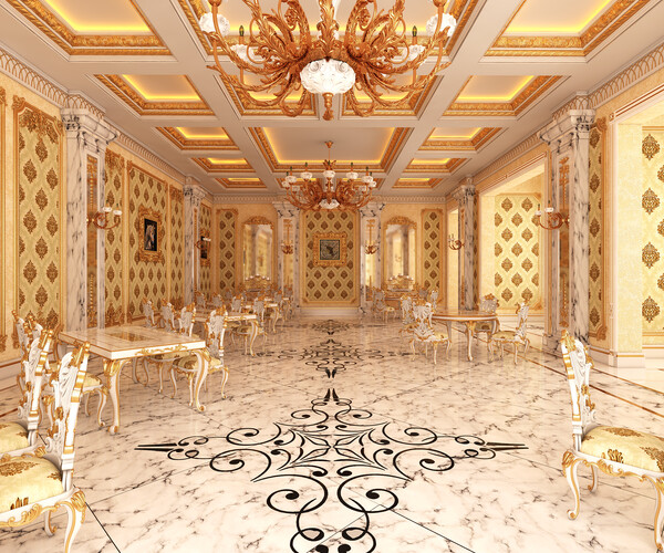 ArtStation - Classic Restaurant Interior Design White | Resources