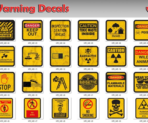 ArtStation - 80 Warning Decals vol 01 | Game Assets