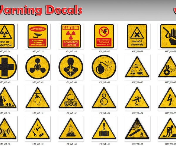 ArtStation - 80 Warning Decals vol 01 | Game Assets