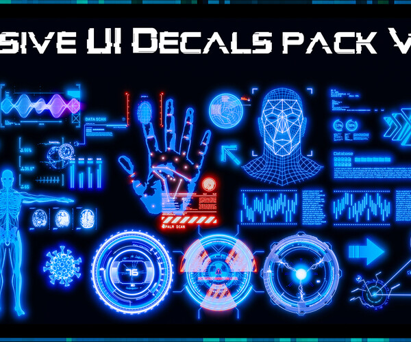 ArtStation - Emissive Ui Decals Pack Vol 2 | PNG | Kpack | Decal ...