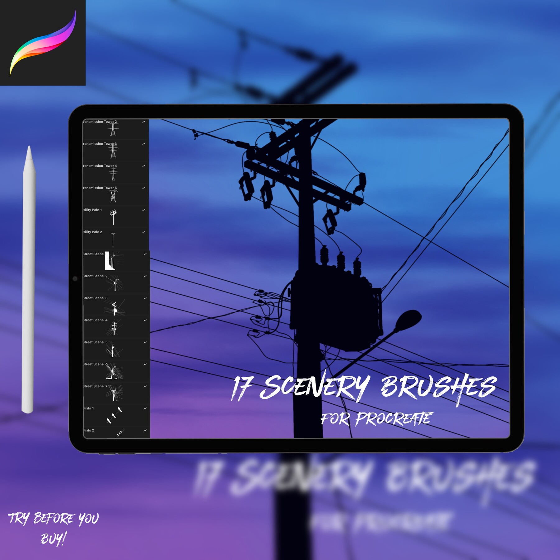 ArtStation - 17 Scenery Stamps for Procreate | Brushes