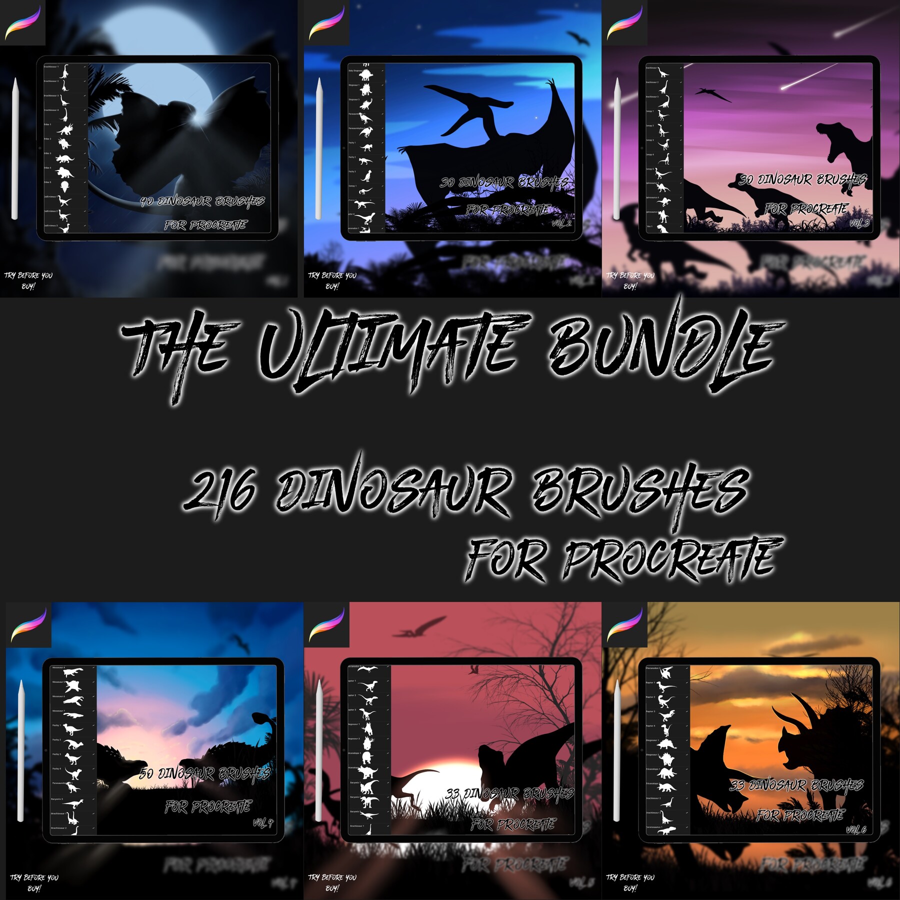 ArtStation - The Ultimate Dinosaur Bundle for Procreate - 200+ Brushes ...