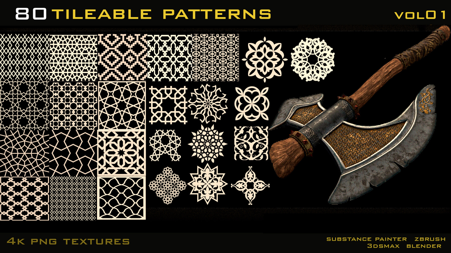 ArtStation - 80 Ornamental Tileable Pattern textures(4k-png) vol01 ...