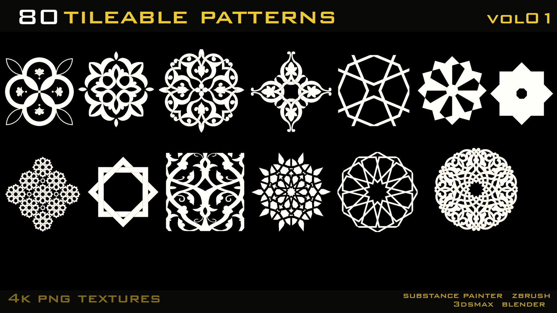 ArtStation - 80 Ornamental Tileable Pattern textures(4k-png) vol01 ...