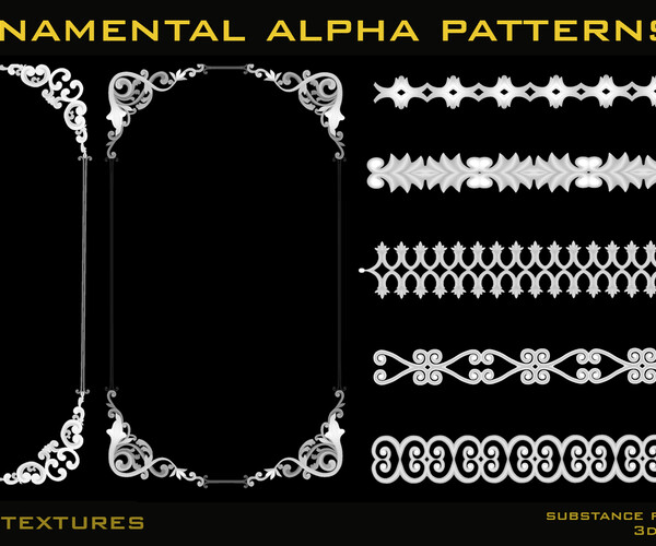 ArtStation - 30 Ornamental Alpha Patterns (2k-jpeg) psd files | Brushes