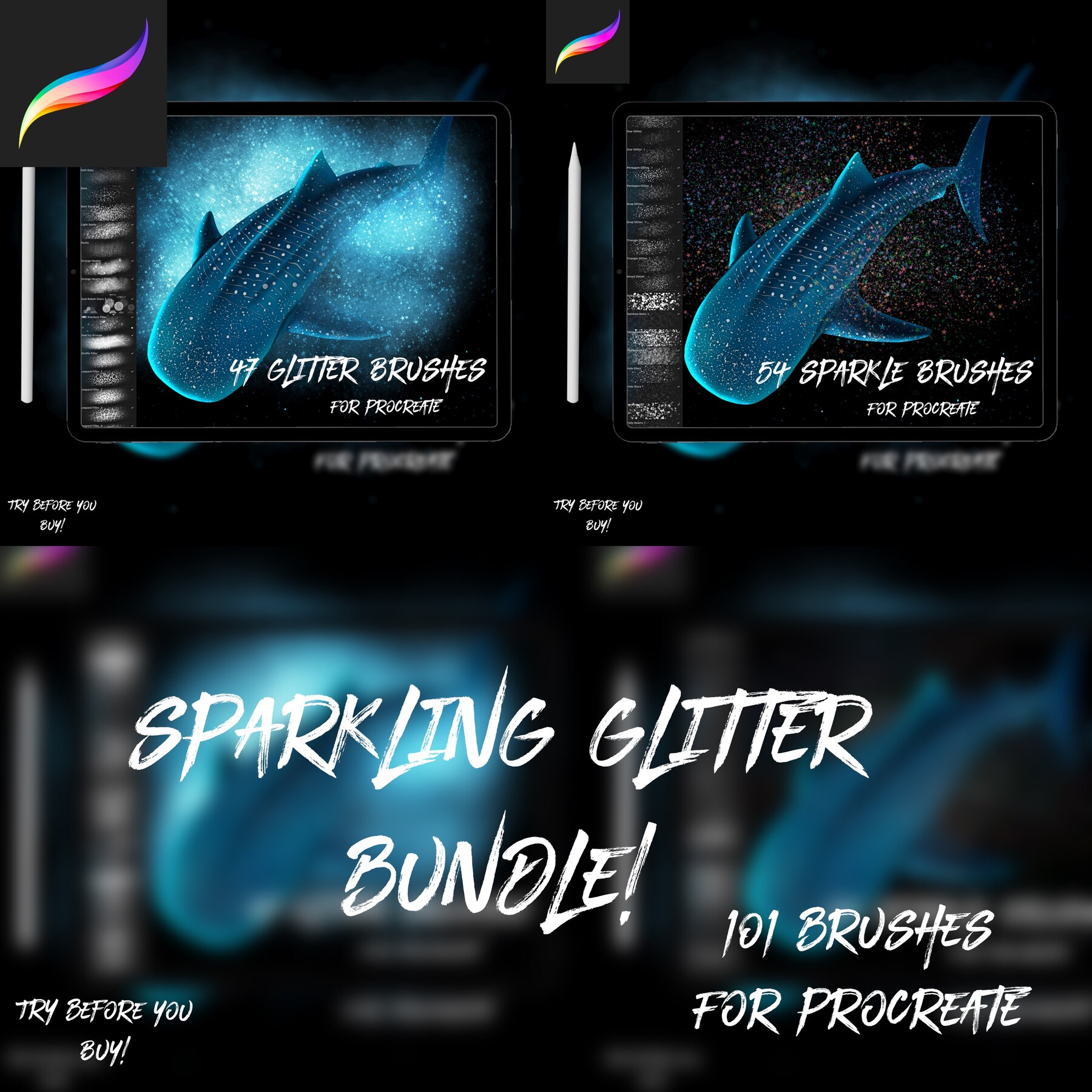 ArtStation - 101 Glitter Brushes Bundle for Procreate | Brushes
