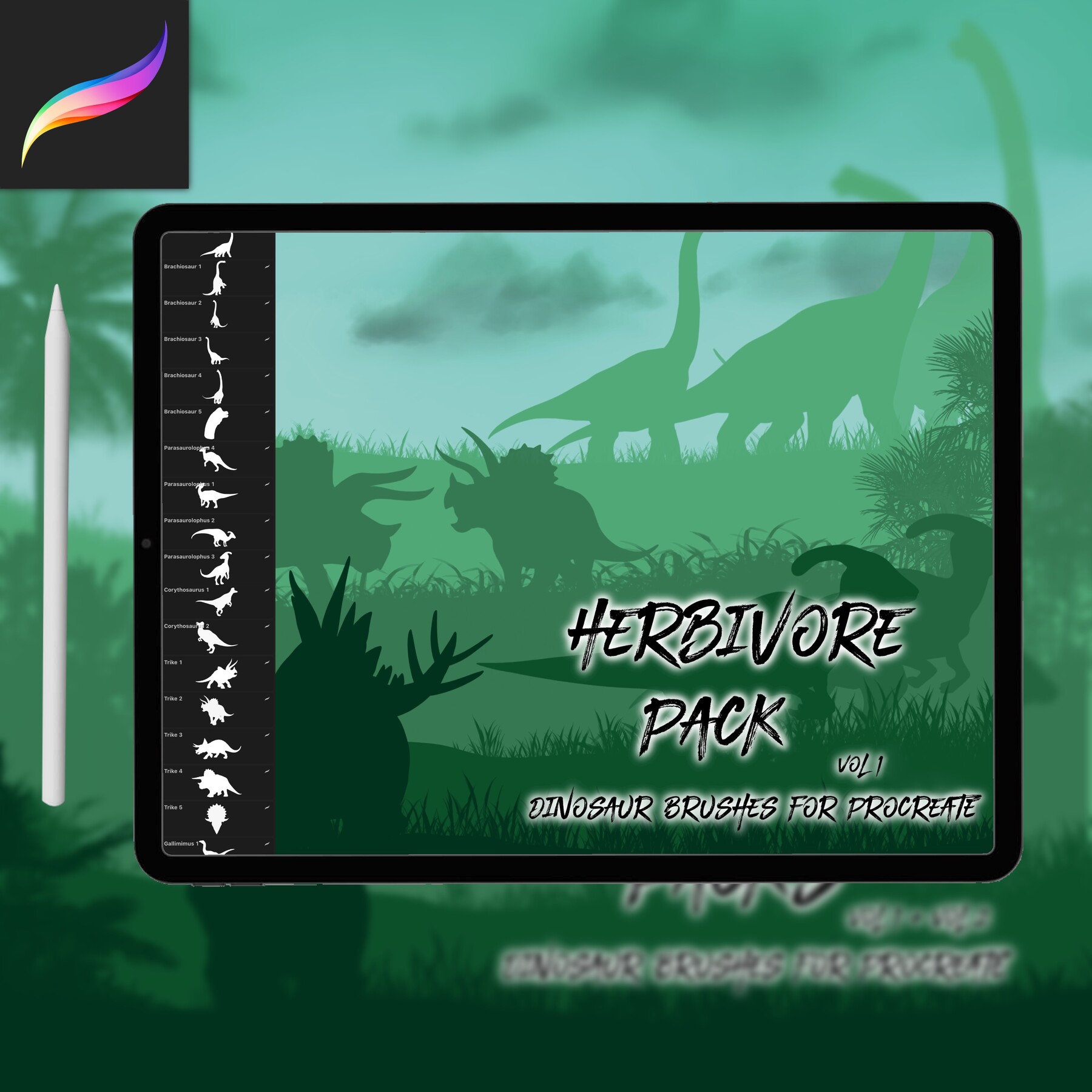 ArtStation - Herbivore Pack - 36 Dinosaur Brushes for Procreate Vol 1 ...