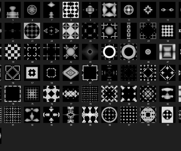 ArtStation - Pack of 107 alpha textures - procedural Blender3D | Brushes