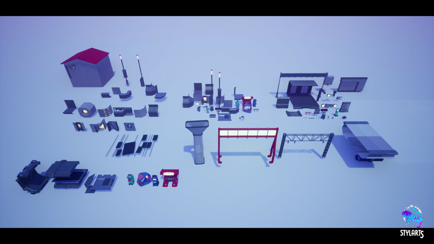 ArtStation - Stylized Cyberpunk Arcade Environment | Game Assets