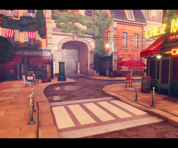 ArtStation - Stylized Paris Street | Game Assets