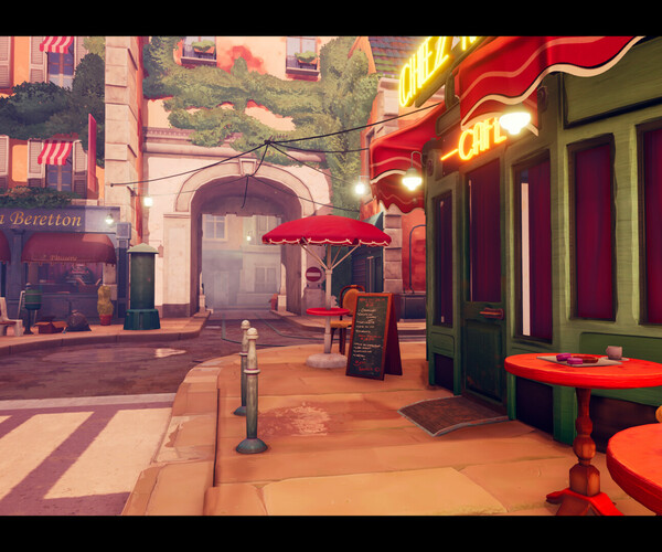 ArtStation - Stylized Paris Street | Game Assets
