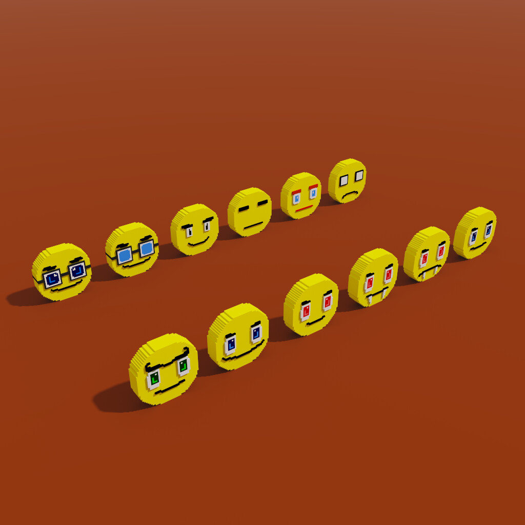 ArtStation - 3d voxel coin face | Game Assets