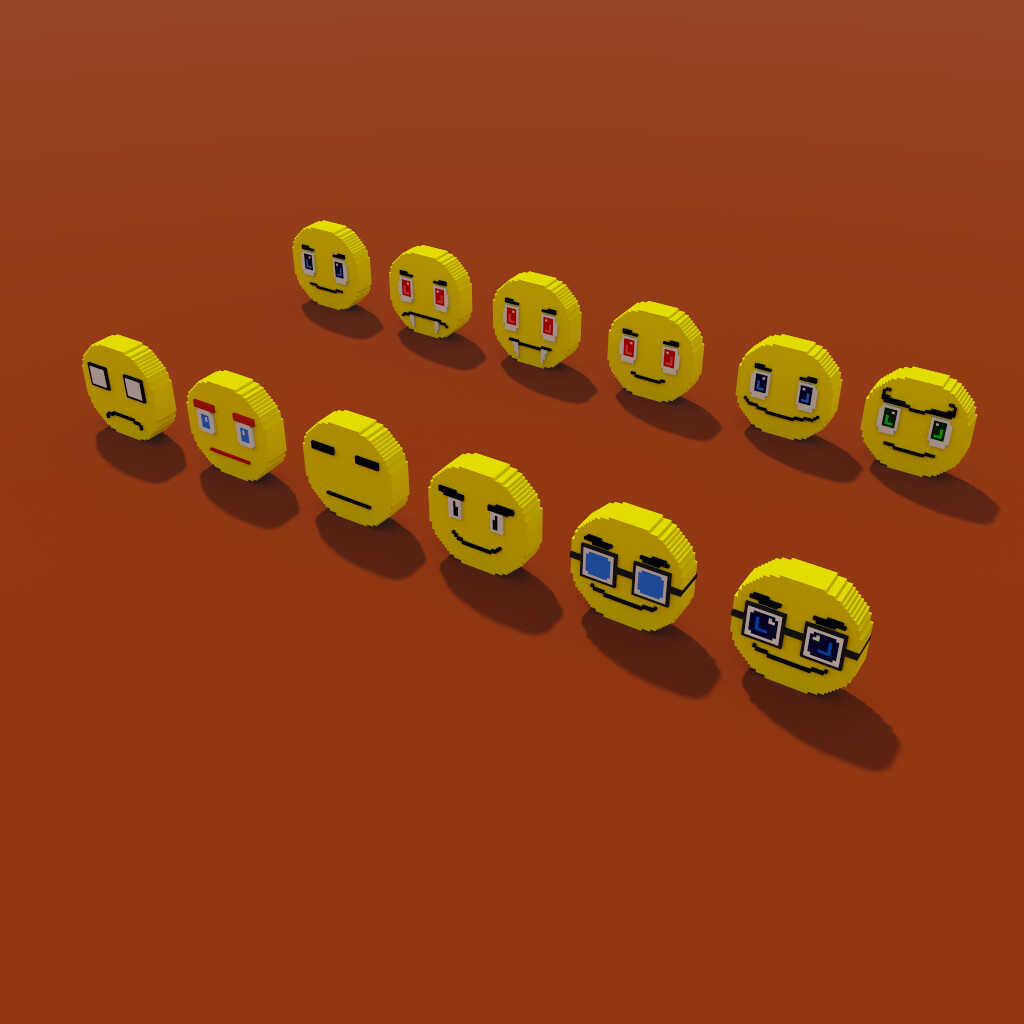 ArtStation - 3d voxel coin face | Game Assets