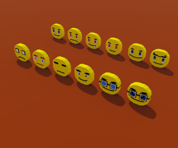 ArtStation - 3d voxel coin face | Game Assets