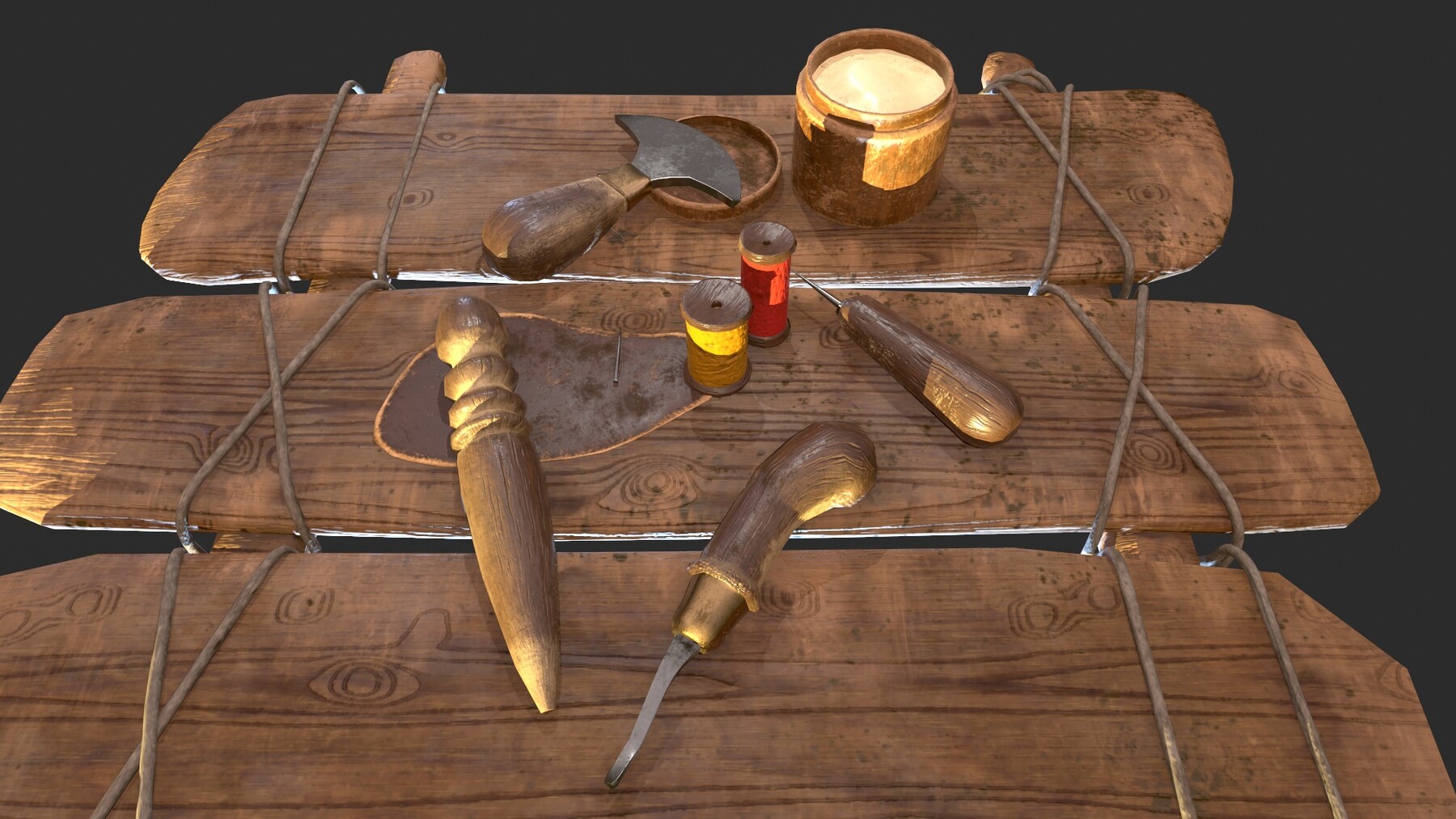 ArtStation - Old leather working tools | Game Assets
