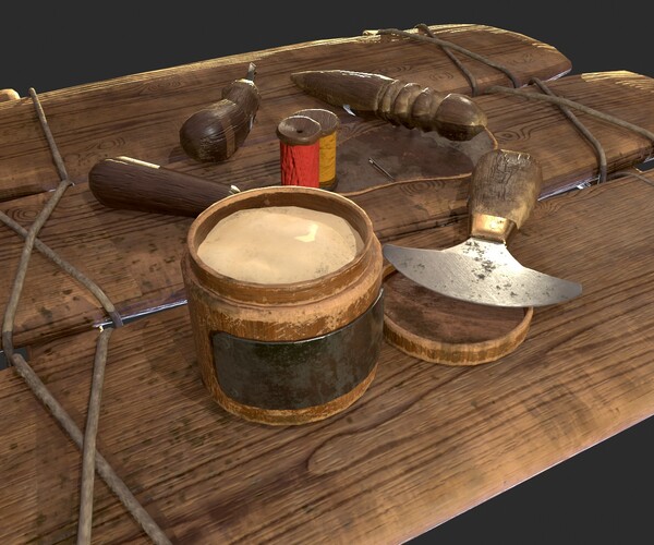 ArtStation - Old leather working tools | Game Assets