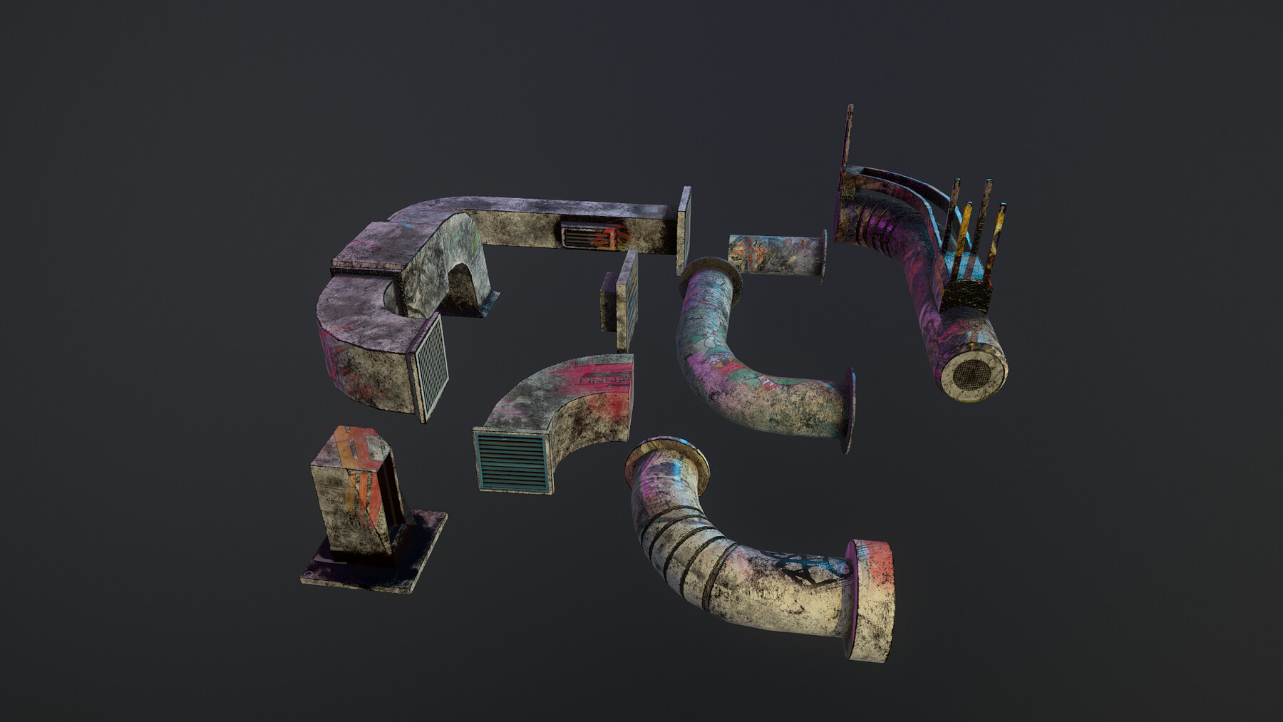 ArtStation - Cyberpunk Air Ducts Pack | Game Assets
