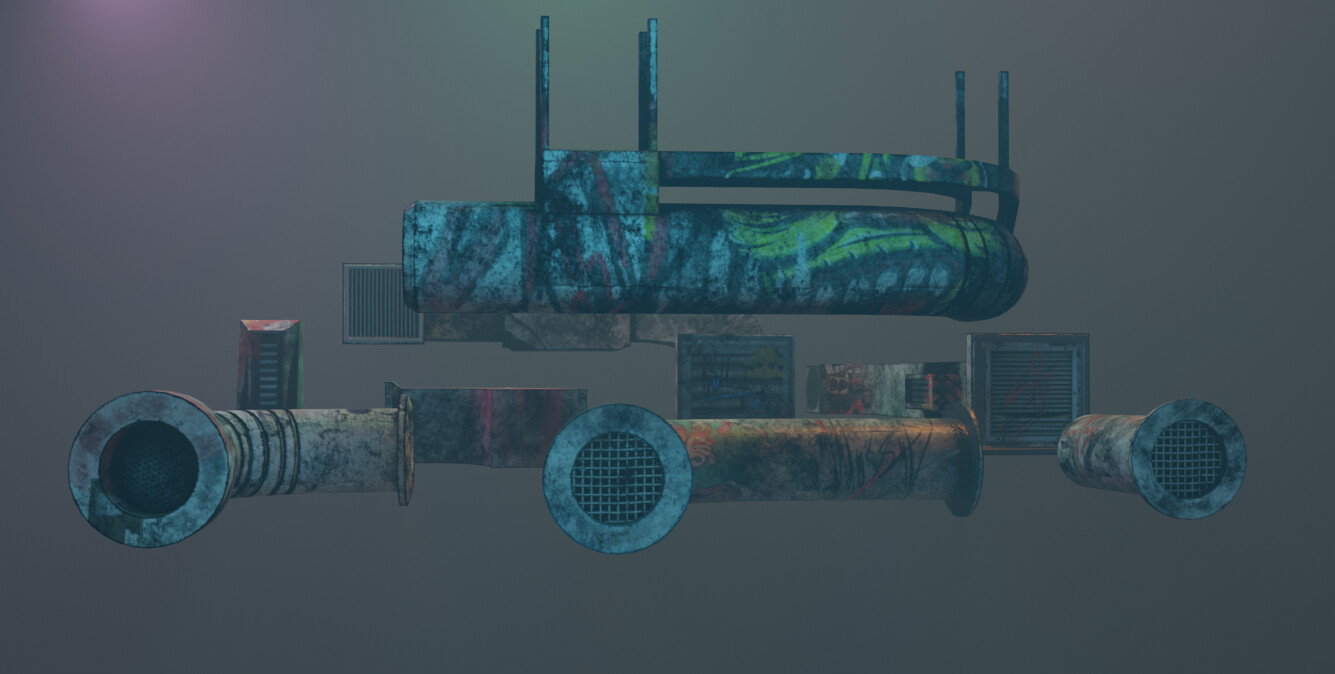 ArtStation - Cyberpunk Air Ducts Pack | Game Assets