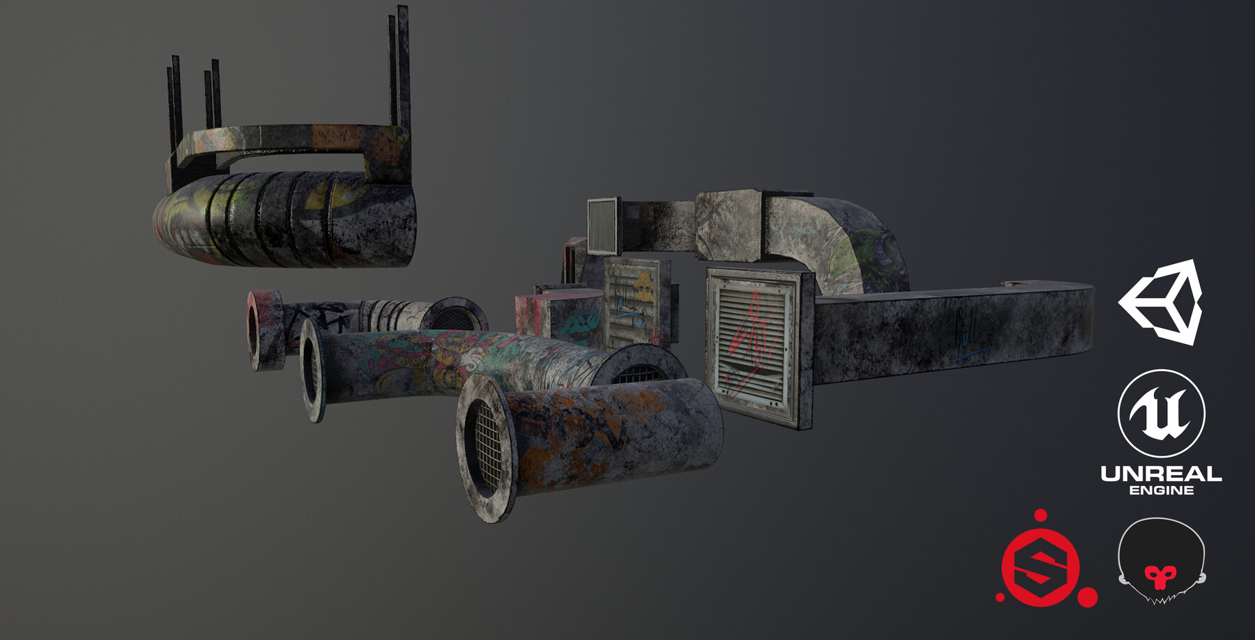 ArtStation - Cyberpunk Air Ducts Pack | Game Assets